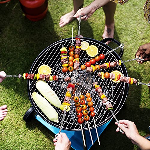 Metal Kabob Skewers,(12Pcs 16.8" & 4Pcs 13")Flat Stainless Steel BBQ Barbecue Skewer for Grilling,bfuee Reusable Shish Kebob with Portable Storage Bag