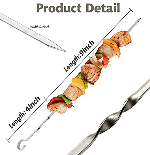 Metal Kabob Skewers,(12Pcs 16.8" & 4Pcs 13")Flat Stainless Steel BBQ Barbecue Skewer for Grilling,bfuee Reusable Shish Kebob with Portable Storage Bag