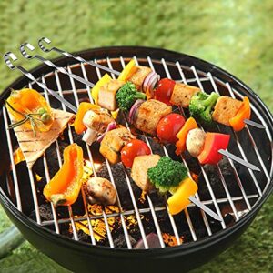 Metal Kabob Skewers,(12Pcs 16.8" & 4Pcs 13")Flat Stainless Steel BBQ Barbecue Skewer for Grilling,bfuee Reusable Shish Kebob with Portable Storage Bag