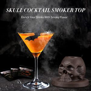 HANDMADE Skull Cocktail Smoker Kit - 6 Flavor Wood Chips Old Fashioned Drink Smoker Infuser Kit. Whiskey Lovers Gift &Father Day's Gift.(Brown)