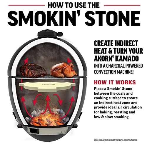 Char-Griller 6201 AKORN Smokin Ceramic Smoking Stone, 15”L x 15”W x 1”H, Ivory