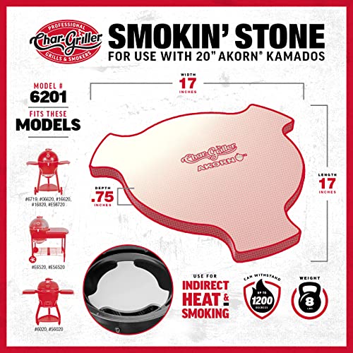 Char-Griller 6201 AKORN Smokin Ceramic Smoking Stone, 15”L x 15”W x 1”H, Ivory