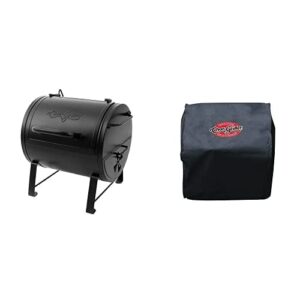 char-griller e82424 smoker side fire box portable charcoal grill + grill cover bundle