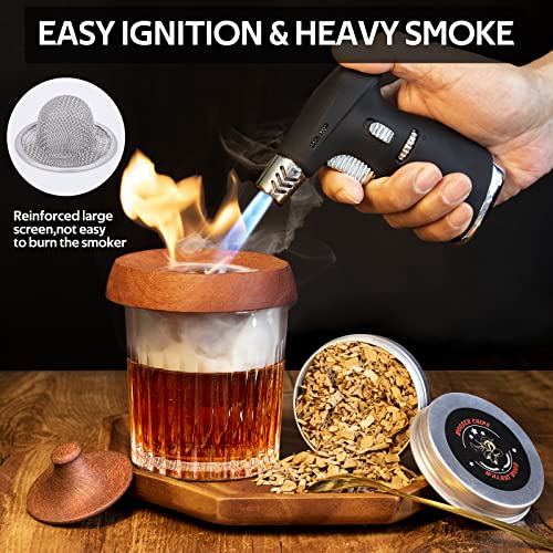 Cocktail Smoker Kit with Torch, Rorood Old Fashion Cocktail Smoker Kit with 6 Flavors Wood Chips Portable Bourbon Whiskey Smoker Kit with Whiskey Balls Drinks Smoker Gifts for Men and Women