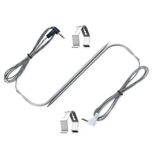 darmito 2 packs replacement meat probe compatible for traeger pellet grills,pellet smokers and traeger controller board,waterproof bbq temperature probe,3.5mm plug and grill clips