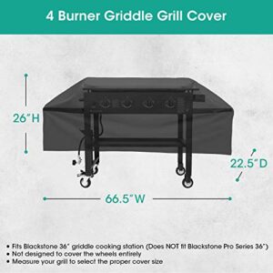 SunPatio Griddle Cover 36 Inch, Compatible for Blackstone 36" Griddle Cooking Station, Royal Gourmet, Camp Chef etc, Outdoor Heavy Duty Waterproof 4 Burner Flat Top Gas Grill Cover with Support Pole