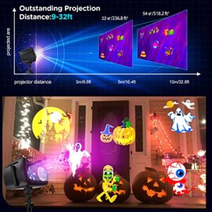 2022 Upgrade Christmas Halloween Snowflake Projector Lights Outdoor Christmas Decorations, 22 HD Slides 3D Ocean Wave Holiday Projector Waterproof with Remote Control for Xmas Indoor Party Yard Garden