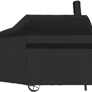 NEXCOVER Offset Smoker Cover - 60 Inch Waterproof Charcoal Grill Cover, Outdoor Heavy Duty BBQ Cover, Rip Resistant Smokestack Barbecue Cover for Brinkmann Char-Broil Weber Nexgrill, Black.