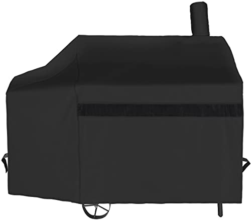 NEXCOVER Offset Smoker Cover - 60 Inch Waterproof Charcoal Grill Cover, Outdoor Heavy Duty BBQ Cover, Rip Resistant Smokestack Barbecue Cover for Brinkmann Char-Broil Weber Nexgrill, Black.