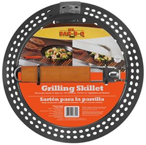 mr. bar-b-q 06750x heavy duty non-stick grilling skillet | rust resistant grill pan with handles | easy to use grilling accessories | non-stick surface | great for seafood & vegetables