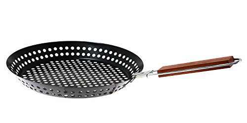 Mr. Bar-B-Q 06750X Heavy Duty Non-Stick Grilling Skillet | Rust Resistant Grill Pan with Handles | Easy to Use Grilling Accessories | Non-Stick Surface | Great for Seafood & Vegetables