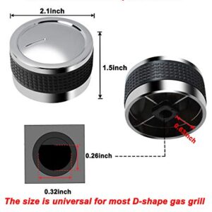 Gas Grill Universal Knobs, Grill Control Knob Replacement Chrome Plated Plastic with Nonslip Grip Fit for BBQ D-Shape Valve Stem Design Gas Burner