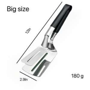 Jrsoul He Kitchen Cooking Tongs,Big Size Spatula Tong 12 Inch Multifunctional Stainless Steel Barbecue Clamp Food Flip Shovel Clip for Steak Fish Bread Hamburger BBQ Frying Pancake Pies Pizza