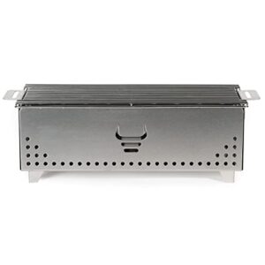 YAK Grills Hibachi Charcoal Grill - Easy to Use Charcoal Grill - Outdoor Tabletop Safe - Great for Travel, Camping, Patio, Balcony - Made from Stainless Steel - Operates Up to 750ºF - 5 Yr Warranty - Brushed Steel