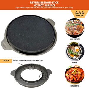 KD HOME Korean BBQ Grill with Drain, Traditional Cauldron Shaped Aluminum Gama Pot Lid Grill, Perfect for Grilling Vegetable Egg Port Beef Meat Garlic & More. Made in Korea, 11.5 inch