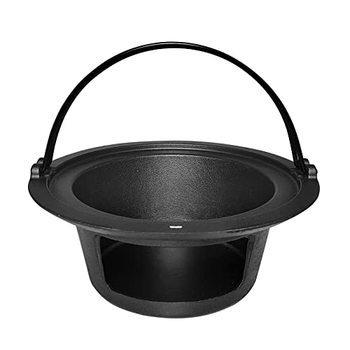 Upgrade Cast Iron Ash Can with Handle, Quantfire Charcoal Ash Basket Big Green Egg Accessories Must Haves Kamado Ash Pot Fits Large Big Green Egg