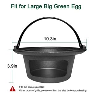 Upgrade Cast Iron Ash Can with Handle, Quantfire Charcoal Ash Basket Big Green Egg Accessories Must Haves Kamado Ash Pot Fits Large Big Green Egg