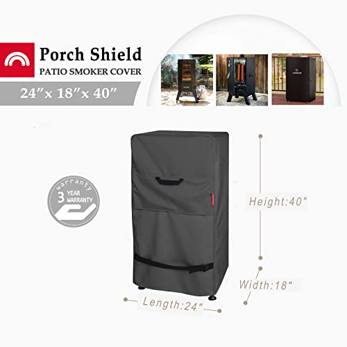 Porch Shield 40 Inch Electric Smoker Cover for Masterbuilt Smoker, Waterproof Heavy Duty Outdoor Smoker Grill Covers 24W x 18D x 40H inch, Black