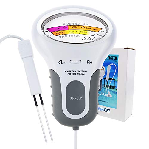 Portable 2 in 1 Water Quality PH and Chlorine Level CL2 Tester Meter for Swimming Pool Spa Drinking Water Quality Analysis Monitor PH CL2 Chlorine Tester