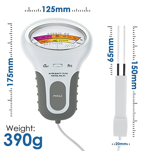 Portable 2 in 1 Water Quality PH and Chlorine Level CL2 Tester Meter for Swimming Pool Spa Drinking Water Quality Analysis Monitor PH CL2 Chlorine Tester