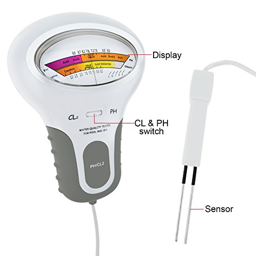 Portable 2 in 1 Water Quality PH and Chlorine Level CL2 Tester Meter for Swimming Pool Spa Drinking Water Quality Analysis Monitor PH CL2 Chlorine Tester