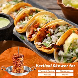 Vertical Skewer Al Pastor Skewer Stainless Steel Vertical Skewer with 3 Removable Size Spikes, 8, 10 and 12 Inch for Oven Shawarma Kebabs BBQ Dishes