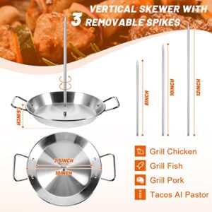 Vertical Skewer Al Pastor Skewer Stainless Steel Vertical Skewer with 3 Removable Size Spikes, 8, 10 and 12 Inch for Oven Shawarma Kebabs BBQ Dishes