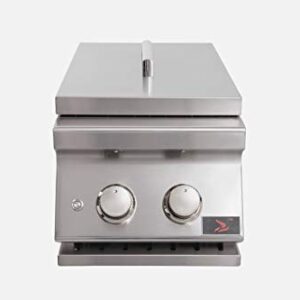 Bonfire Outdoor Kitchen Built-in Double Side Burner for BBQ Island, Includes Natural Gas Kit, 304 Stainless Steel, CBADSB