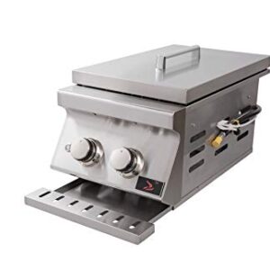 Bonfire Outdoor Kitchen Built-in Double Side Burner for BBQ Island, Includes Natural Gas Kit, 304 Stainless Steel, CBADSB