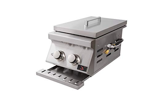 Bonfire Outdoor Kitchen Built-in Double Side Burner for BBQ Island, Includes Natural Gas Kit, 304 Stainless Steel, CBADSB