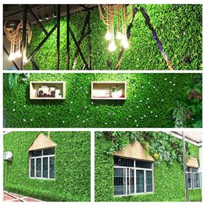 Shikha 12PCS Artificial Boxwood Panel with White Flowers Topiary Plant Hedge Greenery Privacy Hedge Screen UV Protected Suitable for Indoor, Garden, Fence, Backyard and Walls Decoration