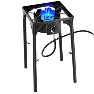 giantex outdoor single burner stove, high pressure burner stand max. 100,000 btu, 0-20 psi regulator detachable legs, portable propane grill burner stove for camping picnic cookout