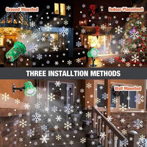 2 Pcs Christmas Projector Lights Outdoor Snowflake Lights Snowfall Show Holiday Projector Waterproof LED Lights with Remote Control Timer for Xmas Holiday Party Home Garden Patio Decorations (Classic)