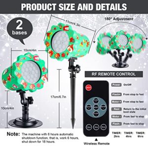 2 Pcs Christmas Projector Lights Outdoor Snowflake Lights Snowfall Show Holiday Projector Waterproof LED Lights with Remote Control Timer for Xmas Holiday Party Home Garden Patio Decorations (Classic)