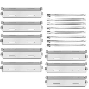 gas burner and heat plate shield stainless steel grill replacement parts for members mark gr2039201-mm-00; bakers and chefs st1017-012939; outdoor gourmet gd430, set of 8 pack heat tent & burner tube