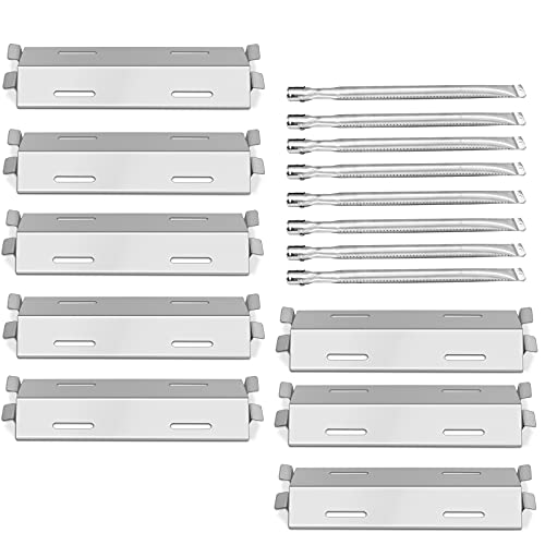 Gas Burner and Heat Plate Shield Stainless Steel Grill Replacement Parts for Members Mark GR2039201-MM-00; Bakers and Chefs ST1017-012939; Outdoor Gourmet GD430, Set of 8 Pack Heat Tent & Burner Tube