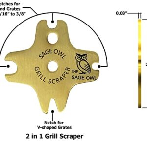 BBQ Grill Cleaner for Hot Grates - for Grill Experts - Brass No Bristle Grill Scraper with a 17" Long Handle, Safe for Porcelain and Teflon-Coated Grills - BBQ Stocking Stuffers for Cooks