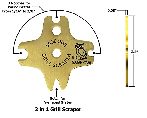 BBQ Grill Cleaner for Hot Grates - for Grill Experts - Brass No Bristle Grill Scraper with a 17" Long Handle, Safe for Porcelain and Teflon-Coated Grills - BBQ Stocking Stuffers for Cooks