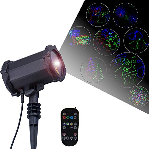 Lunmore 3 Themes in 1 Garden Laser Projector Lights Christmas Halloween Decorative Lighting for Home Garden