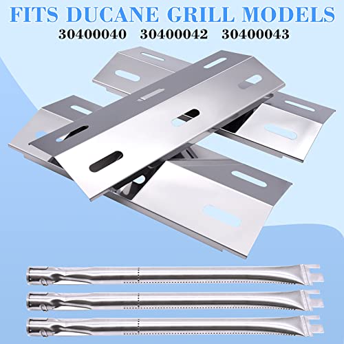 Hipoilk Grill Replacement Parts for Ducane 30400040 Parts, Repair Kit for Ducane Gas Barbecue Grill 3100, 3200, 3400 Replacement Burner Tube Heat Plate Shield DUCHD1, 30500048, 30500602, DUCHP1