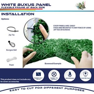 Windscreen4less Artificial Faux Ivy Leaf Decorative Fence Screen 20'' x 20" Boxwood/Milan Leaves Fence Patio Panel, Buxus White 4 Pieces