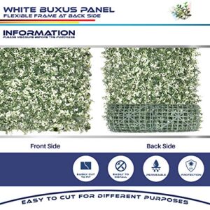 Windscreen4less Artificial Faux Ivy Leaf Decorative Fence Screen 20'' x 20" Boxwood/Milan Leaves Fence Patio Panel, Buxus White 4 Pieces