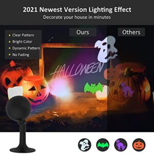 Halloween Lights, Outdoor Projector Decorations Indoor LED Projection Light Dynamic Ghost Bat Cat Pumpkin Patterns Show Holiday Landscape Outside Spotlight for Party House Porch Wall Gate Garage