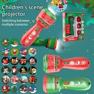 Christmas Slide Projector & Lighting 2-in-1 Flashlight Torch,Slide Projector Torch Projection Light,Christmas Flashlight Projector for Kids Bedtime Toy,Kid Bedtime Cognition Device Fun Torch (Red-B)