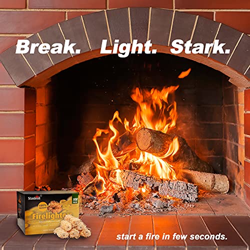 Stanbroil 108 pcs Natural Charcoal Fire Starters Super Fast Lighting Perfect for Barbecue Grills, Smokers,Wood Stove, Campfires and Outdoor Fireplaces