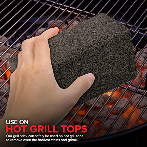 Stock Your Home Grill Cleaning Brick (4 Pack) - Heavy Duty Grill Cleaning Brick - Pumice Stone Brick for Flat Tops and Griddles - Blackstone Griddle Cleaner - Non-Scratch Grill Cleaner