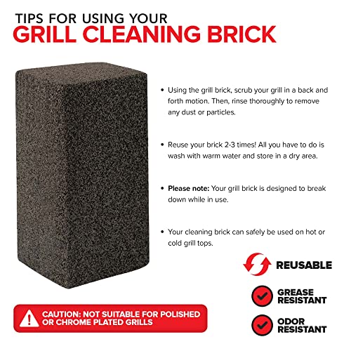 Stock Your Home Grill Cleaning Brick (4 Pack) - Heavy Duty Grill Cleaning Brick - Pumice Stone Brick for Flat Tops and Griddles - Blackstone Griddle Cleaner - Non-Scratch Grill Cleaner