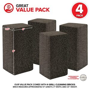 Stock Your Home Grill Cleaning Brick (4 Pack) - Heavy Duty Grill Cleaning Brick - Pumice Stone Brick for Flat Tops and Griddles - Blackstone Griddle Cleaner - Non-Scratch Grill Cleaner