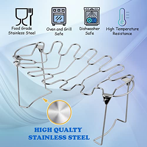 Chicken Leg Rack For Smoker Griller Oven - 12-Slot Fish-Shaped Chicken Wing Rack - Non-Stick, Easy To Use, Dishwasher Safe, Premium Quality Stainless Steel Chicken Rack