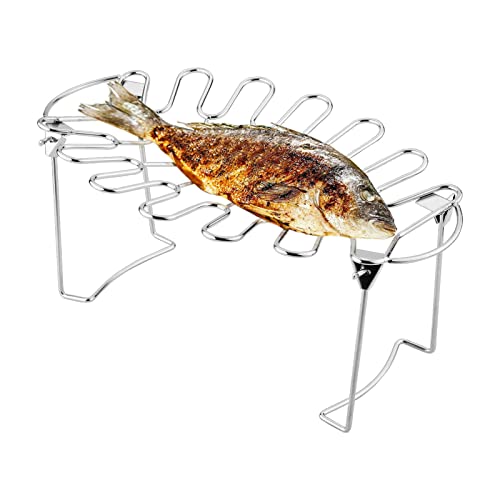 Chicken Leg Rack For Smoker Griller Oven - 12-Slot Fish-Shaped Chicken Wing Rack - Non-Stick, Easy To Use, Dishwasher Safe, Premium Quality Stainless Steel Chicken Rack